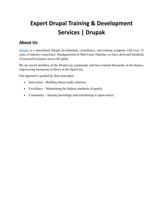 Expert Drupal Training & Development Services | Drupak | PDF