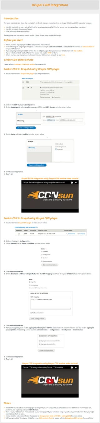 Detailed instructions on how to integrate Drupal with CDN | PDF