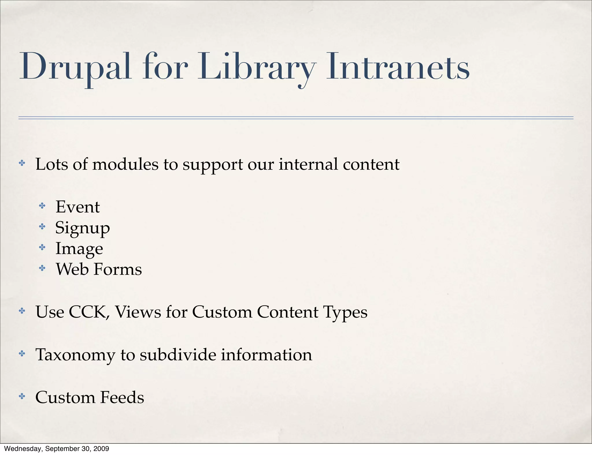 Building a Drupal-driven Intranet | KEY