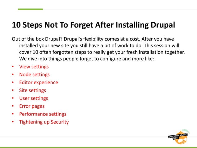 10 Steps Not To Forget After Installing Drupal | PPT