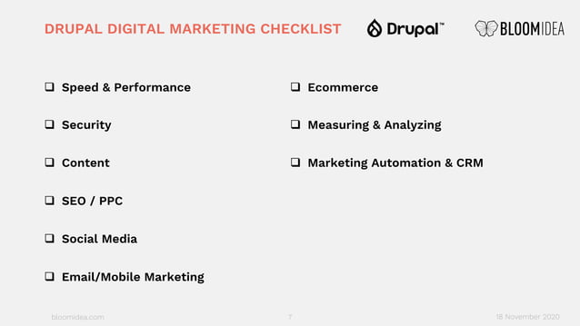 DRUPAL DIGITAL MARKETING CHECKLIST | PPT