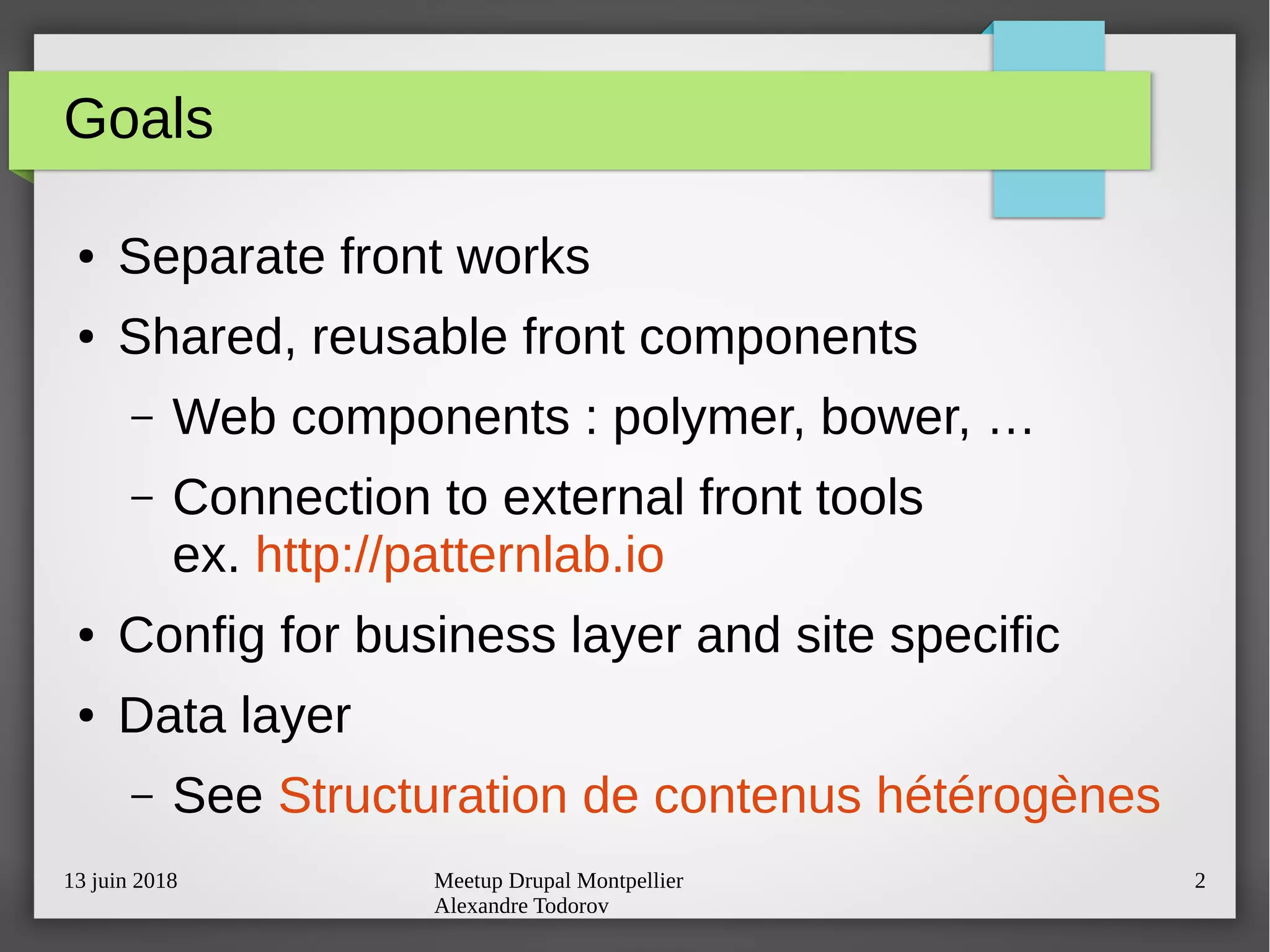Drupal & Drink Montpellier "Drupal presentation layer components" | PDF | Web Design and HTML ...