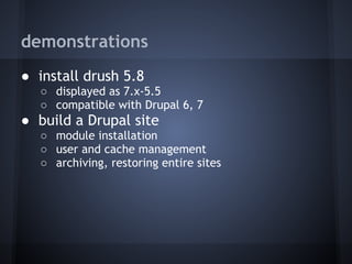 Drush for humans - SANDcamp 2013 | PPT