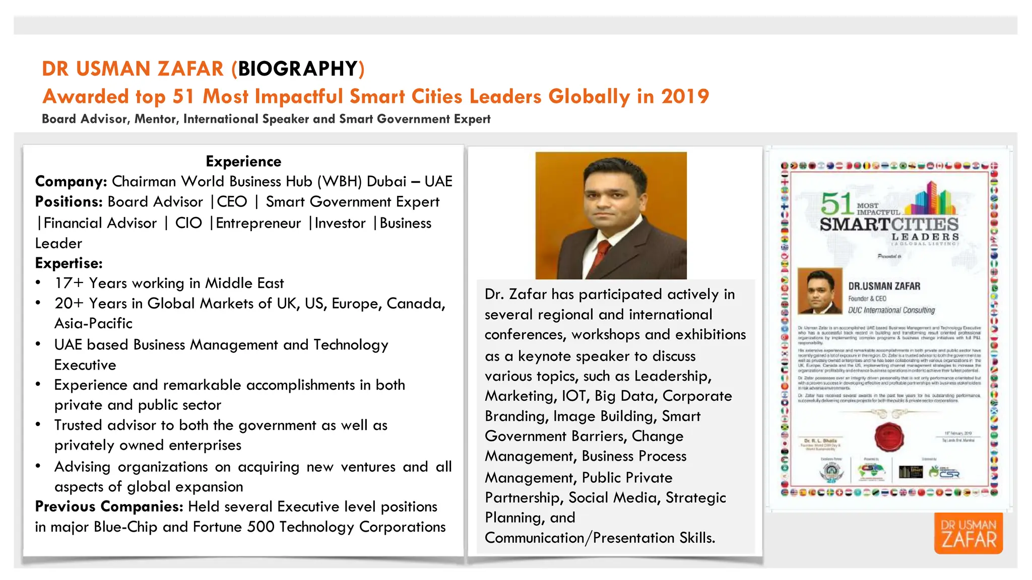 Dr Usman Zafar (Profile) Profile (2023) | PPT