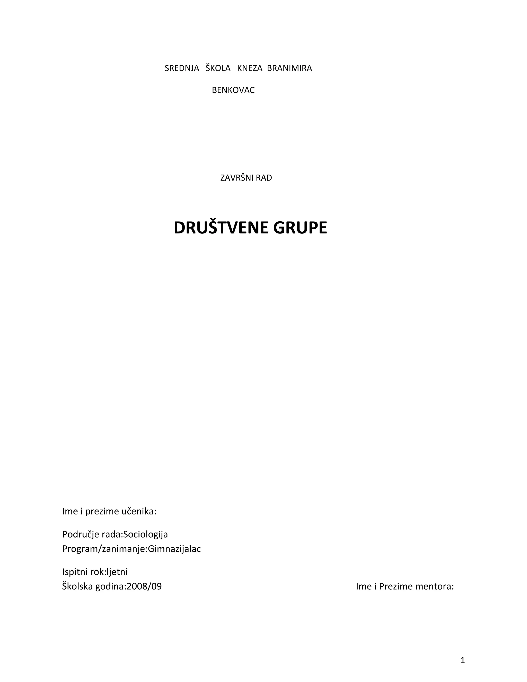 Drustvene grupe sociologija | DOC