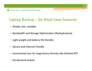 Druva In Sync Product Overview | PDF | Computer Networking | Computing