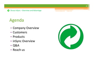 Druva In Sync Product Overview | PDF | Computer Networking | Computing
