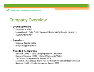 Druva In Sync Product Overview | PDF | Computer Networking | Computing