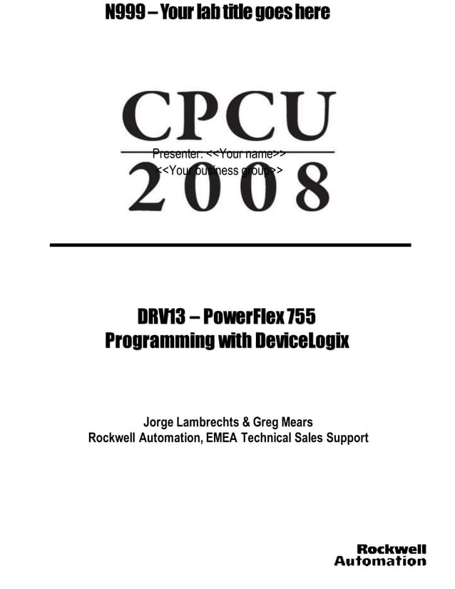 Drv13 power flex 755 programming with devicelogix | DOCX | Computer ...