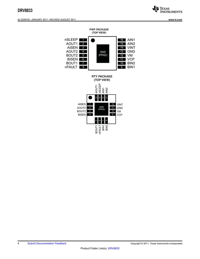 Drv8833 motor driver datasheet | PDF