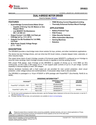 Drv8833 motor driver datasheet | PDF