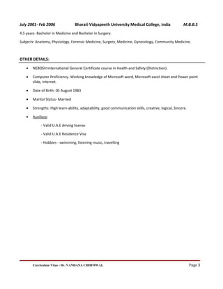 Dr Vandana Resume | DOC