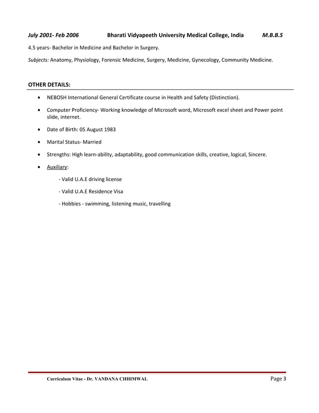 Dr Vandana Resume | PDF