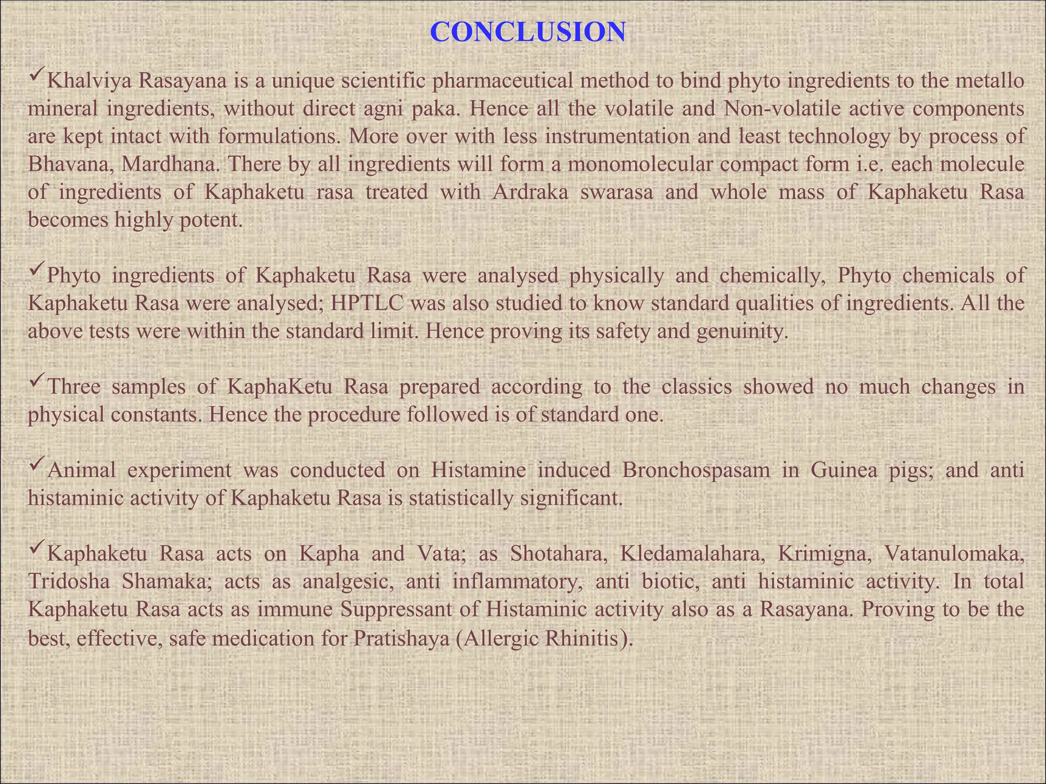 dr veera kapha ketu rasa.ppt description | PPT