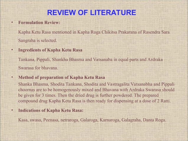 dr veera kapha ketu rasa.ppt description | PPT