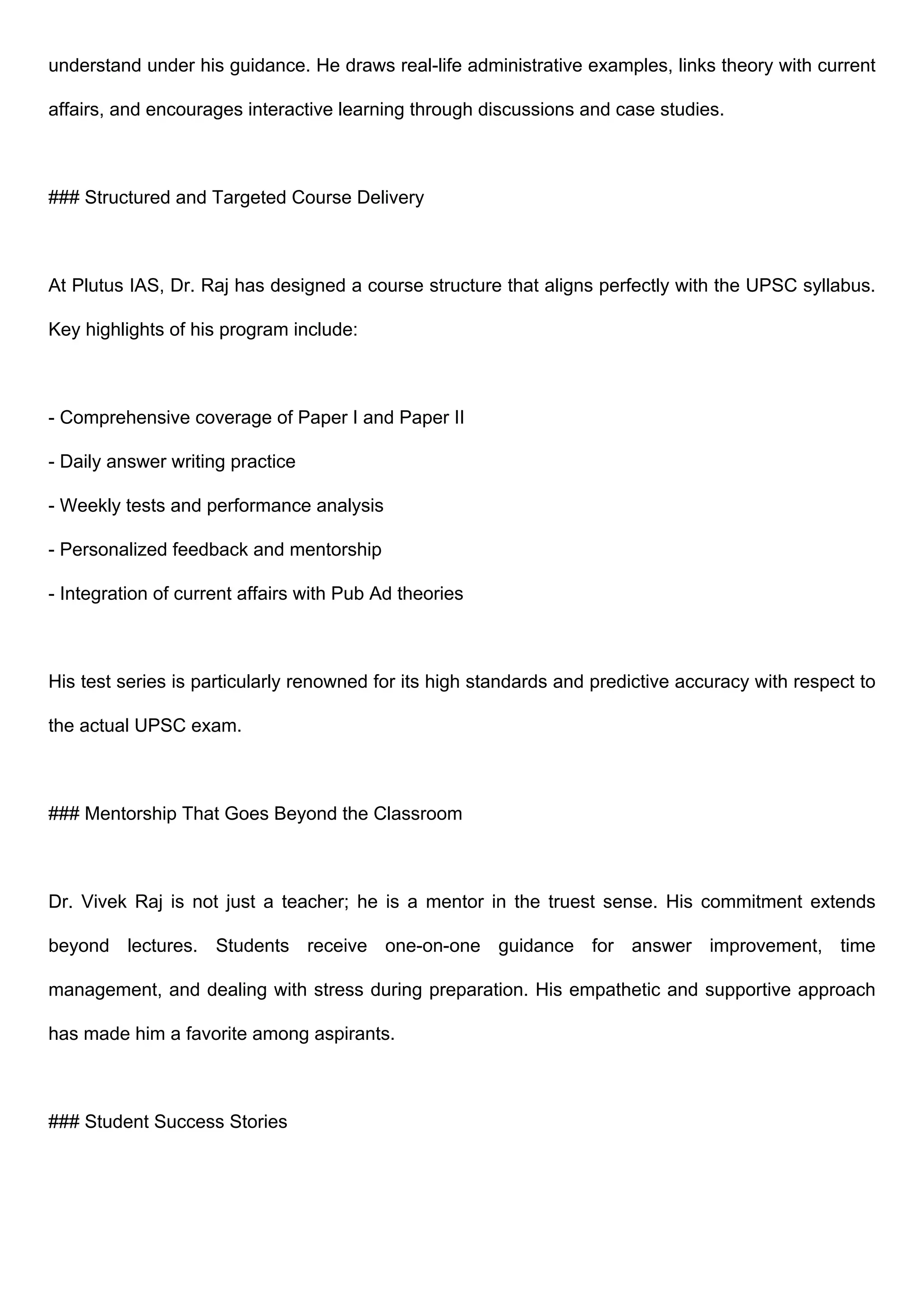 Dr Vivek Raj best known teacher of Public admin | PDF