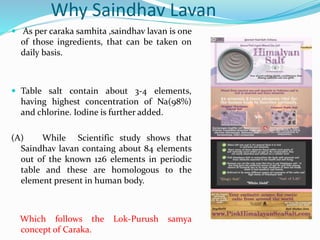Importance of Saindhav lavana (Rock Salt) as per Ayurveda | PPTX