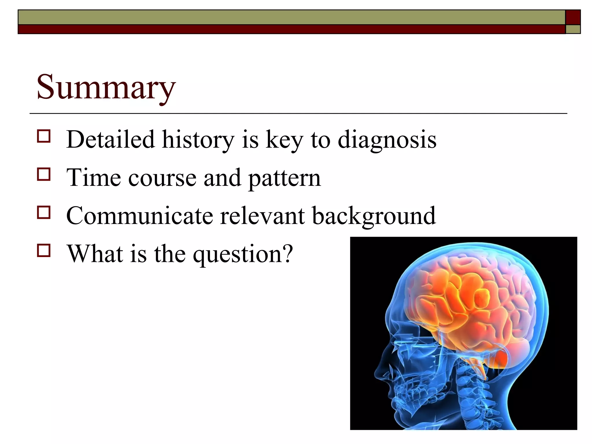 Dr Warren: Neurological History Taking | PPT