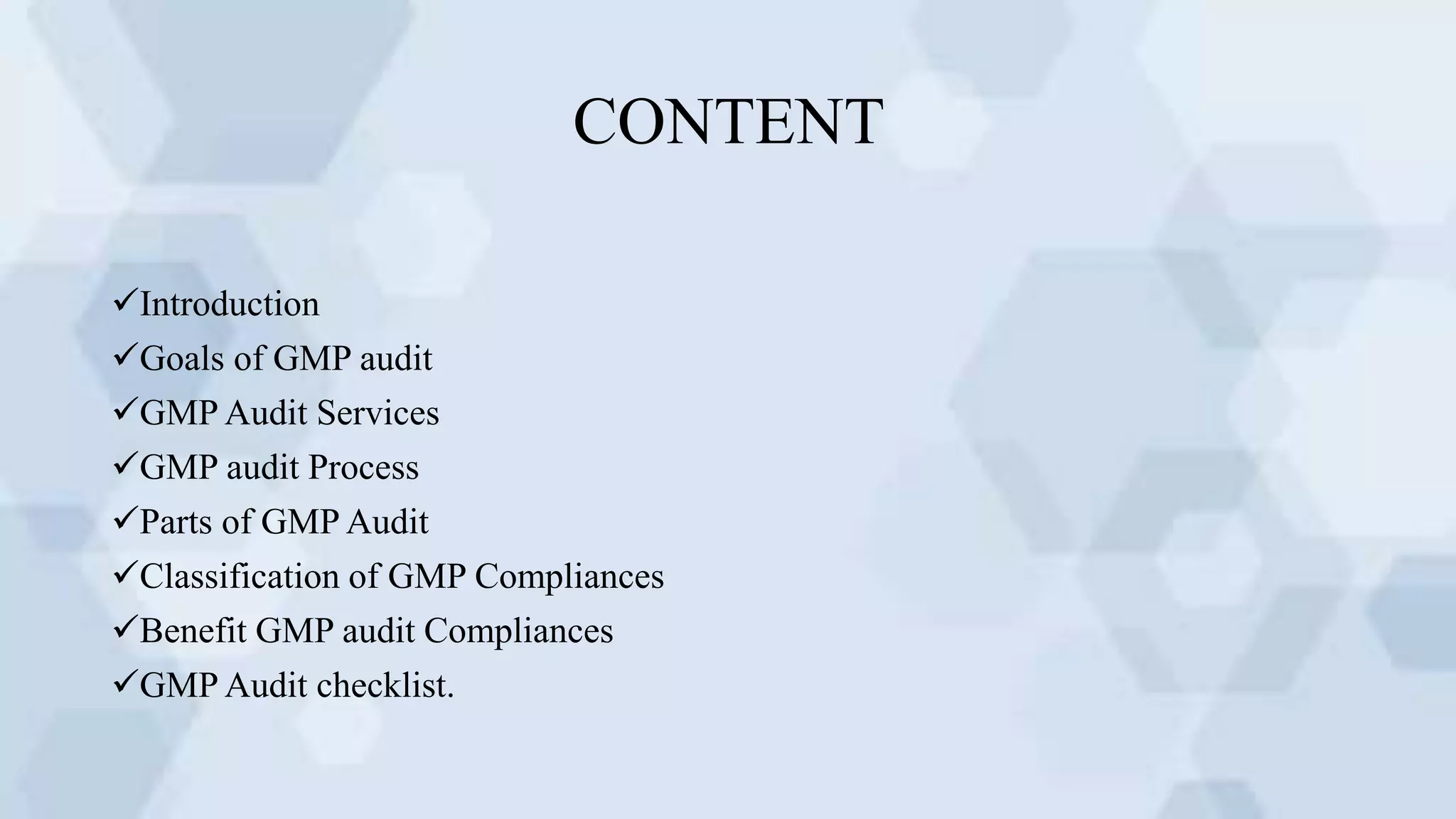 GMP compliances of Audit | PPTX