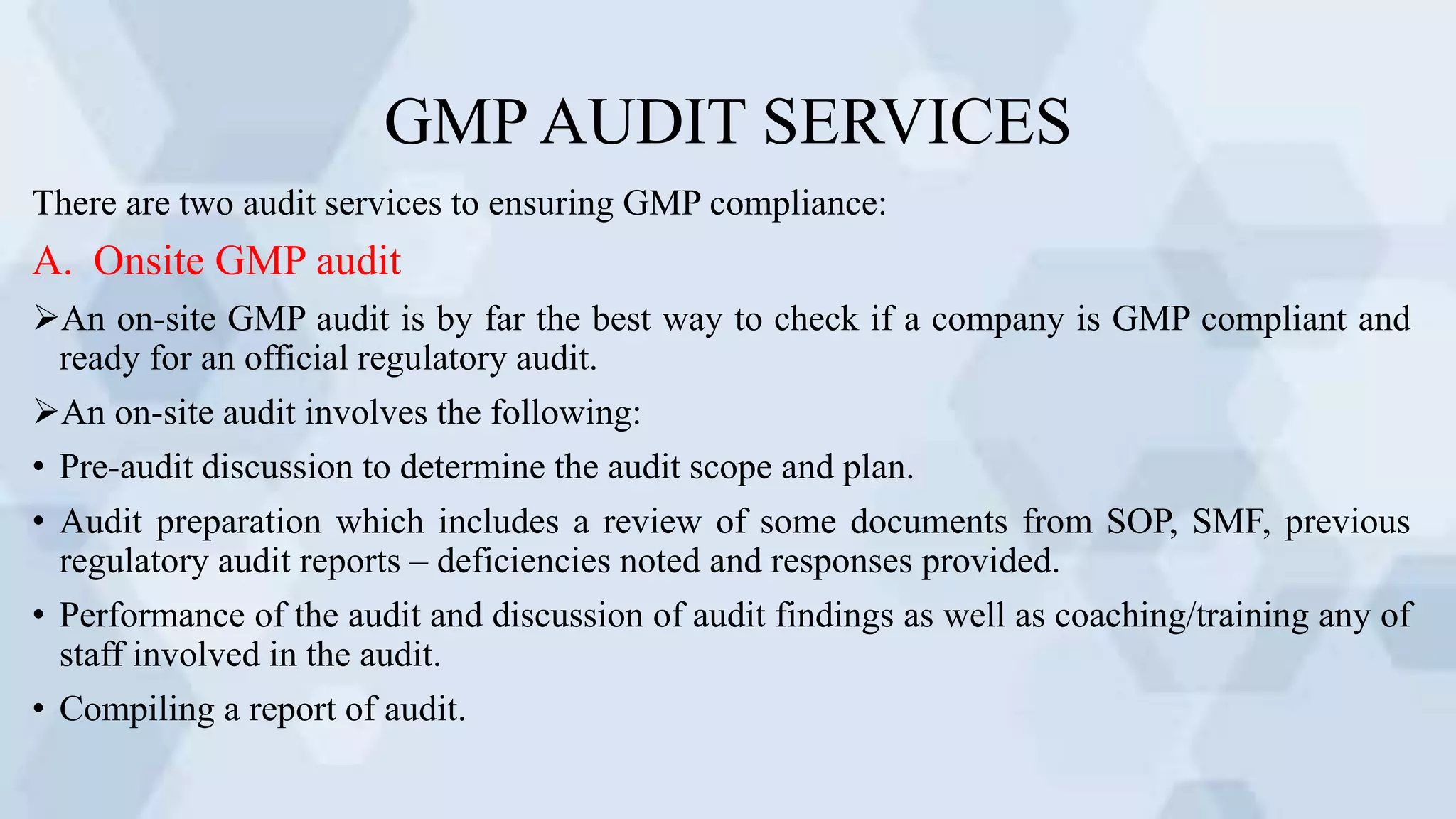 GMP compliances of Audit | PPTX