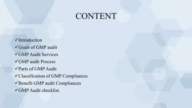 GMP compliances of Audit | PPTX | Manufacturing Industry | Industries