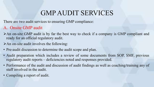 GMP compliances of Audit | PPTX | Manufacturing Industry | Industries