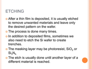 Dry and wet etching | PPTX