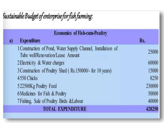 Preparation of enterprise budget for integrated fish farming | PPTX ...