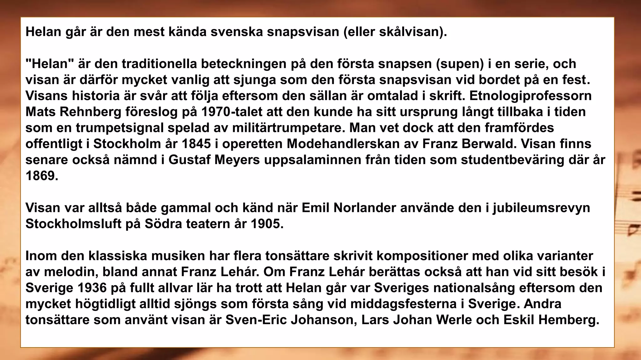 Dryckesvisans historia | PPT