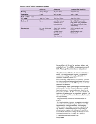 Dry cow management | PDF