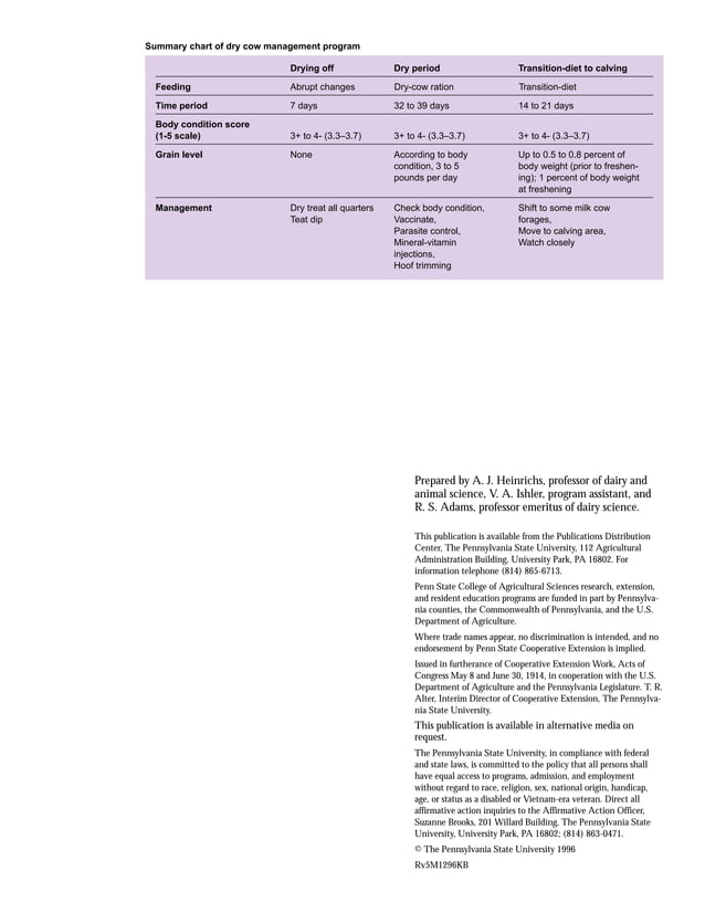 Dry cow management | PDF