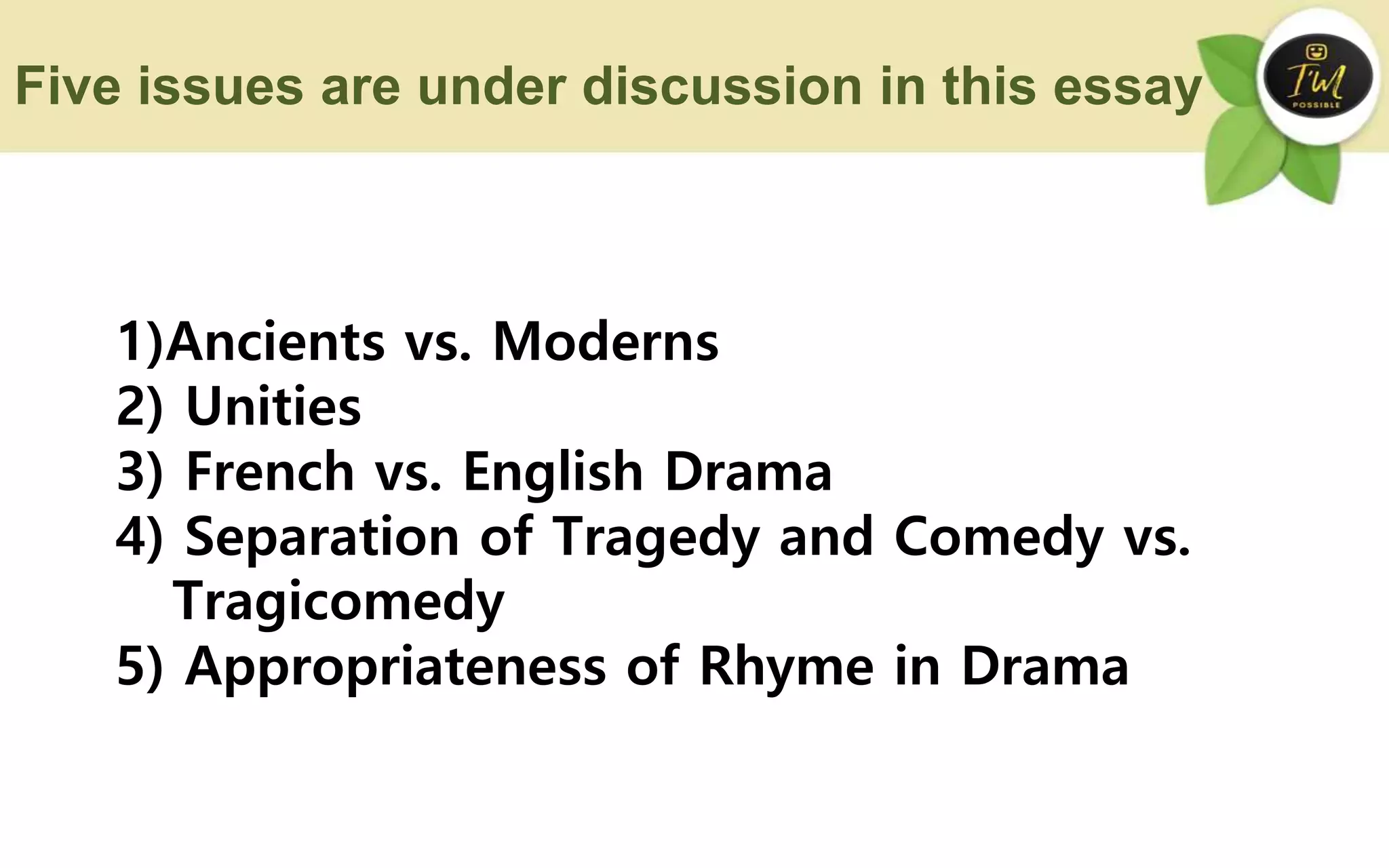 Dryden's Essay On Dramatic Poesy | PPTX