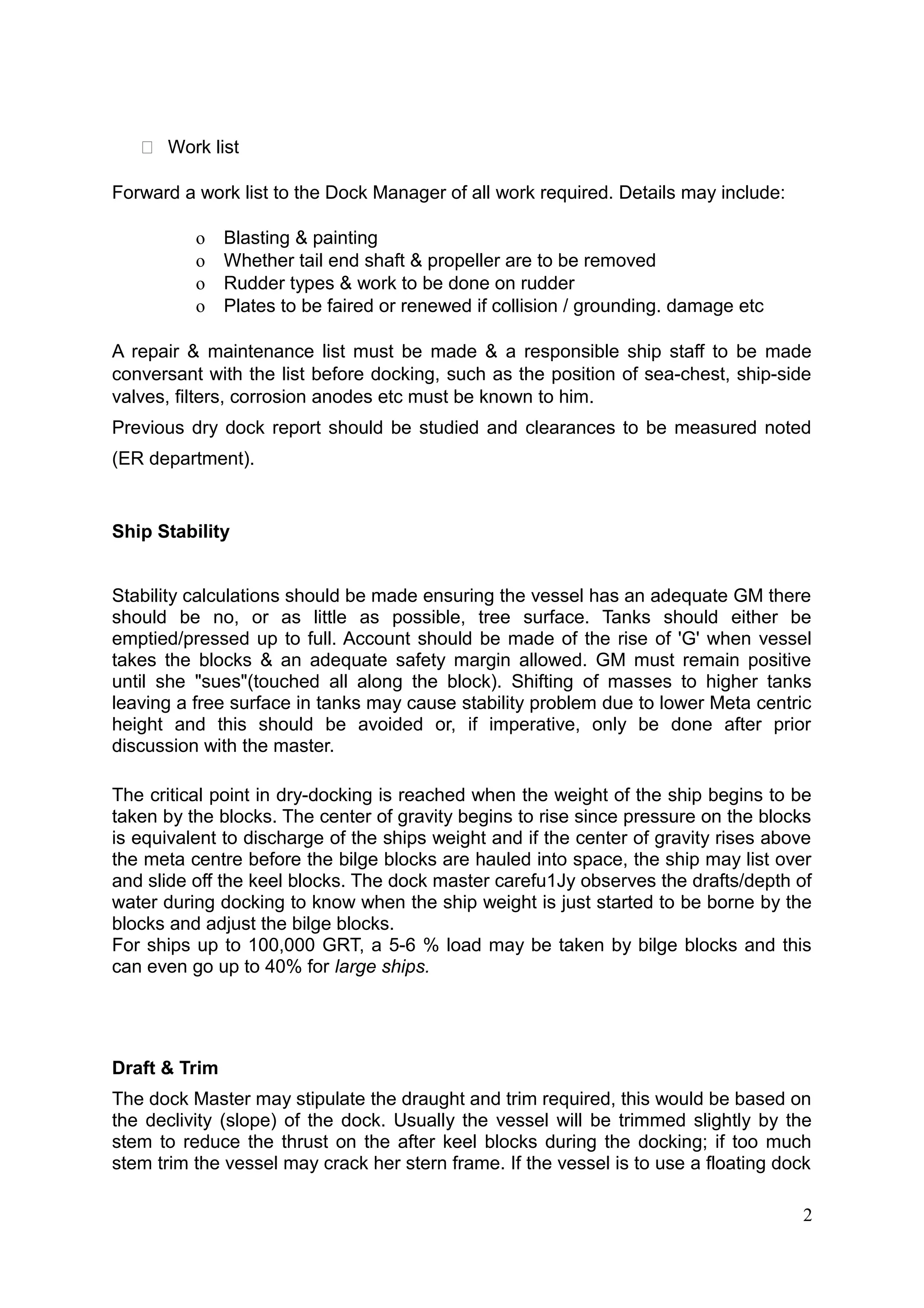 Dry docking operations | RTF