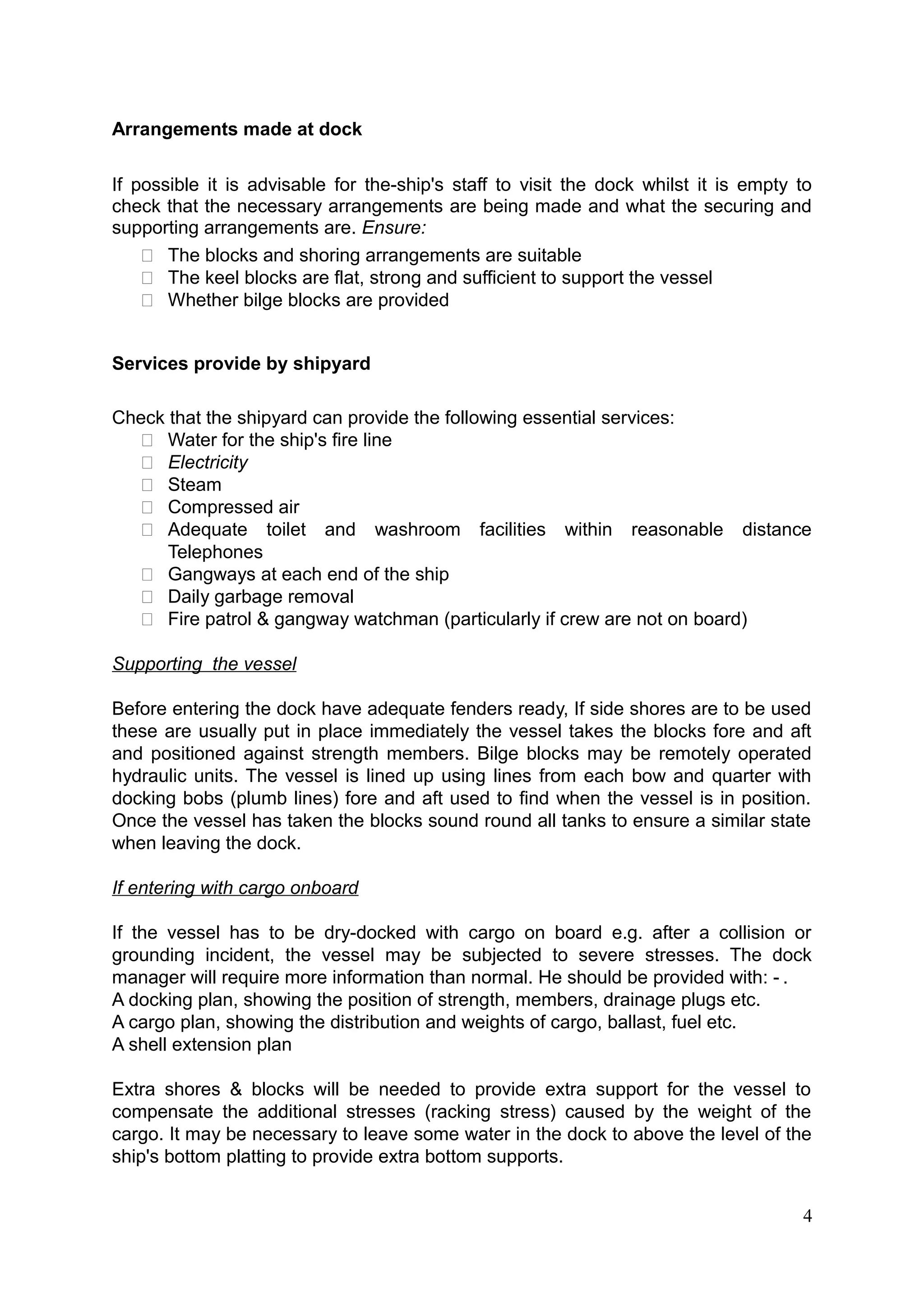 Dry docking operations | RTF
