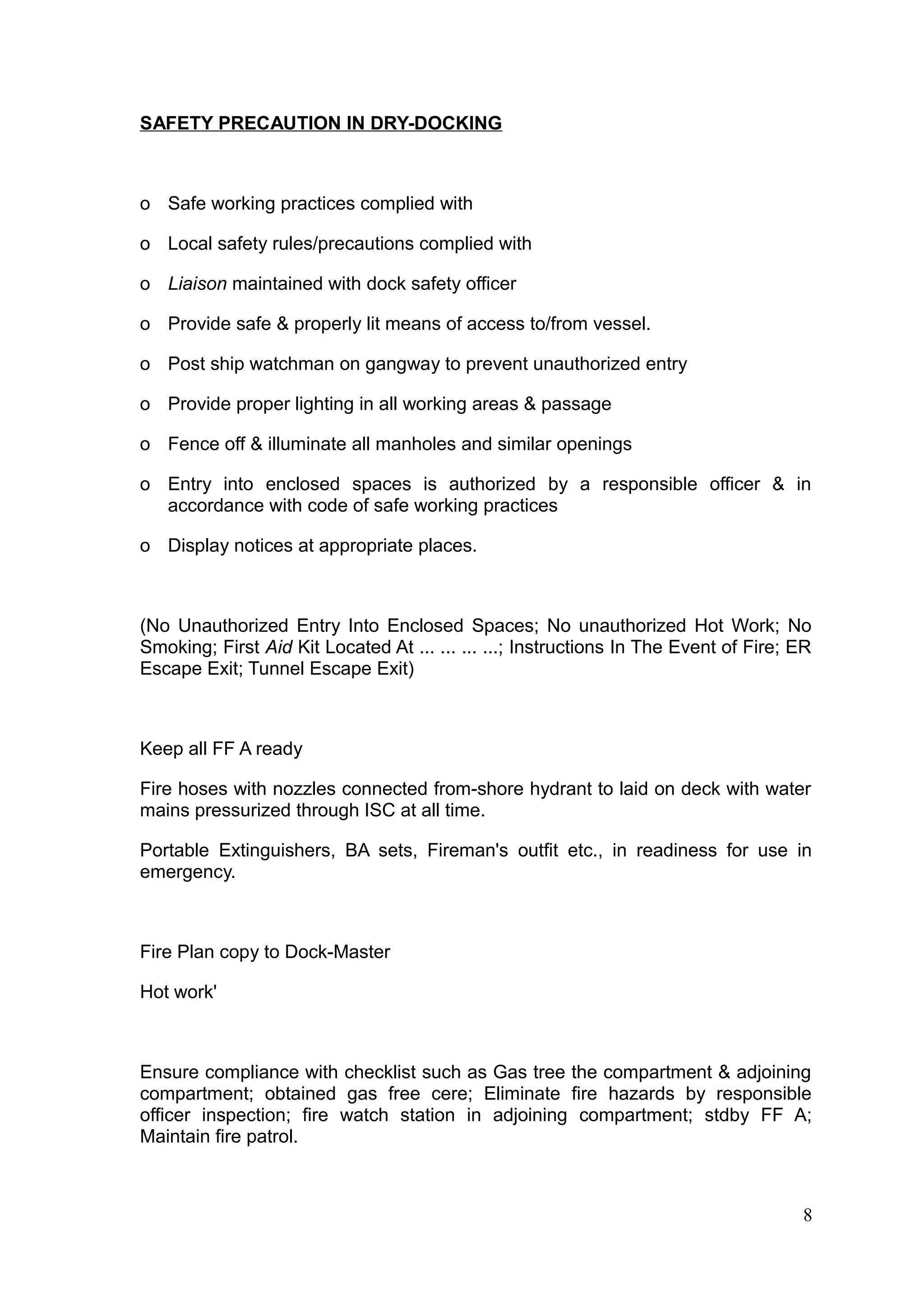 Dry docking operations | RTF