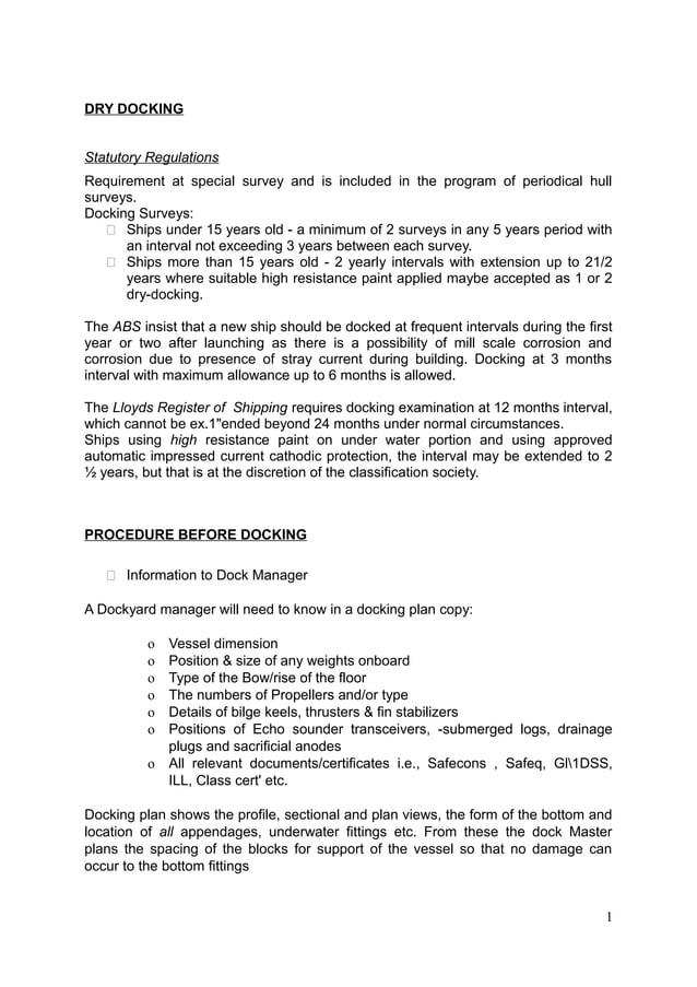 Dry docking operations | RTF