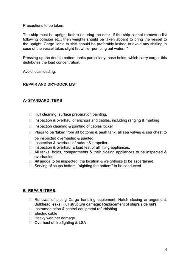Dry docking operations | RTF