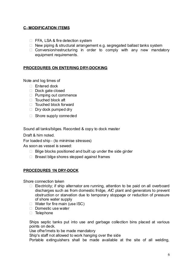 Dry docking operations