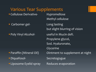 Dry eye evaluation and mx ppt | PPTX