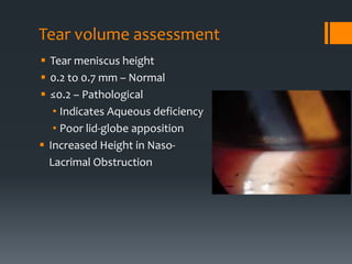 Dry eye evaluation and mx ppt | PPTX