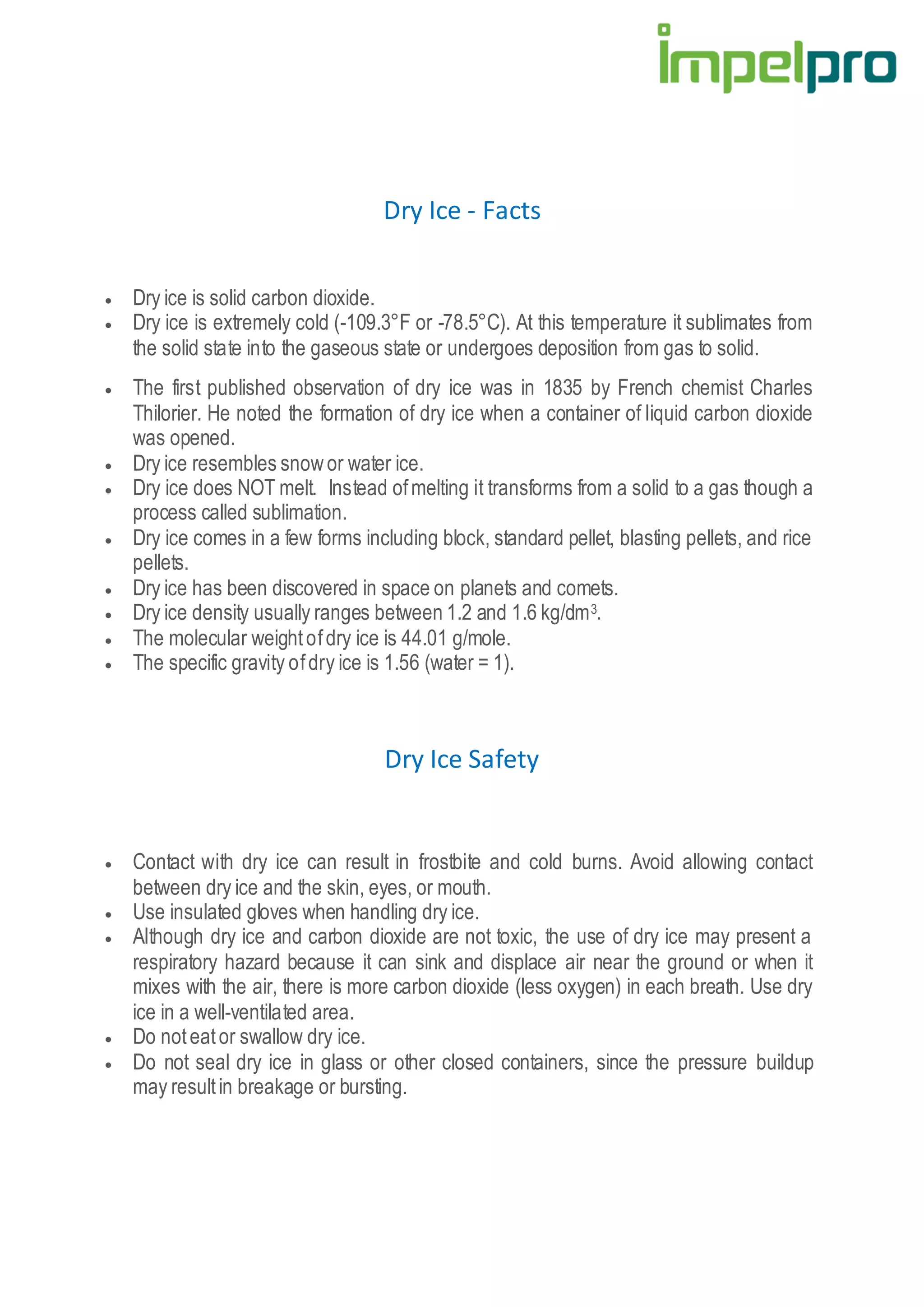 Dry ice facts | PDF