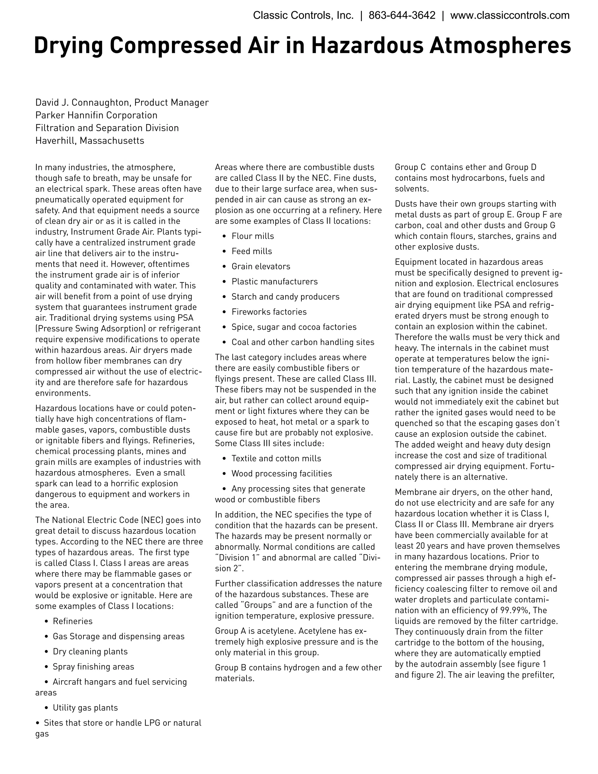 Drying Compressed Air In Hazardous Atmospheres | PDF