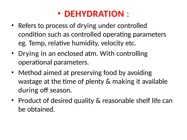 DRYING DEHYDRATION PROCESS IN FISH PRESERVATION | PPTX