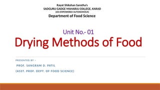 drying methods of food (different types of drying methods and dryers ...