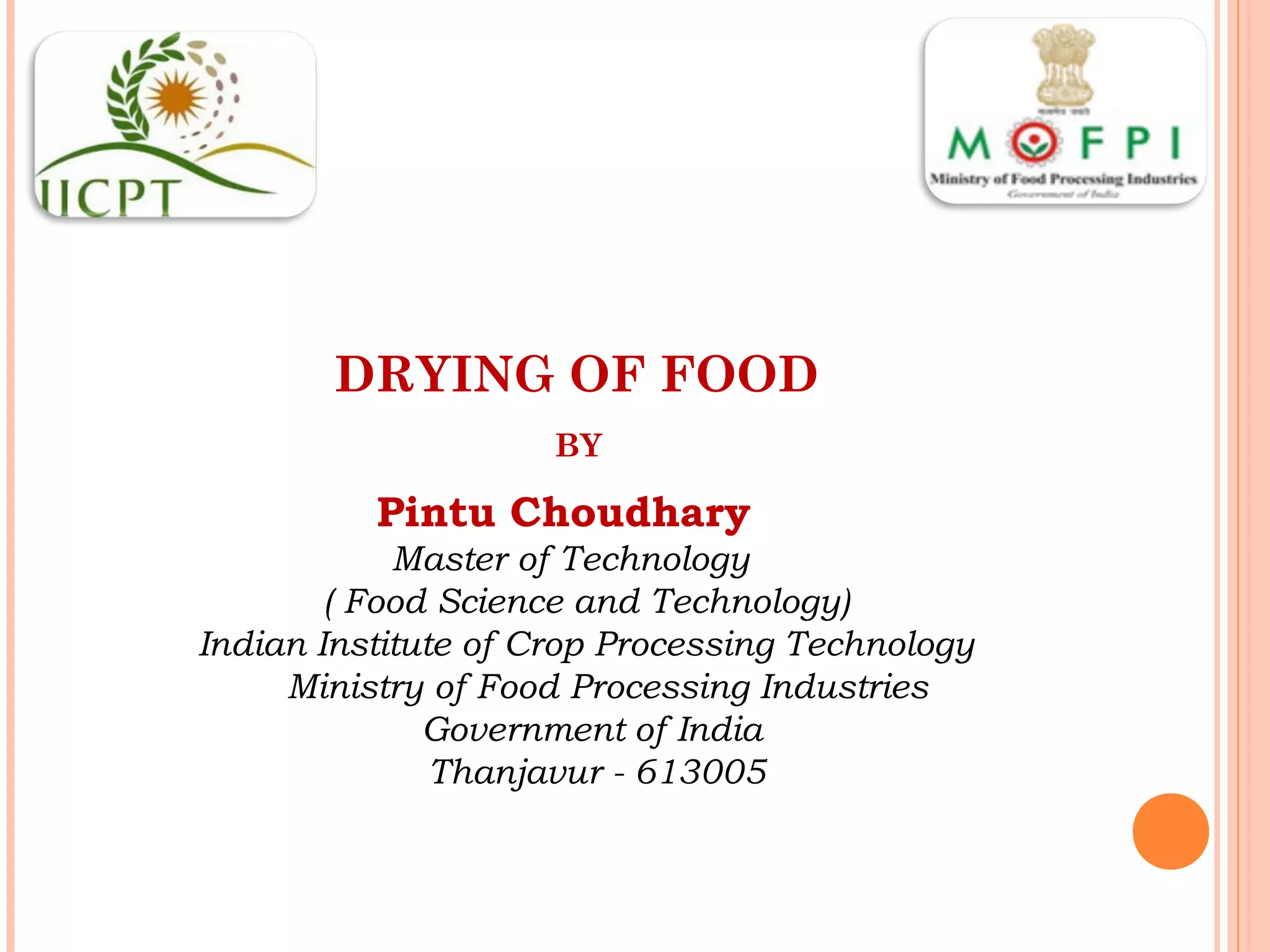 Drying of food | PPT