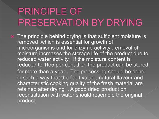 Drying preservation | PPTX | Cooking | Food & Drink