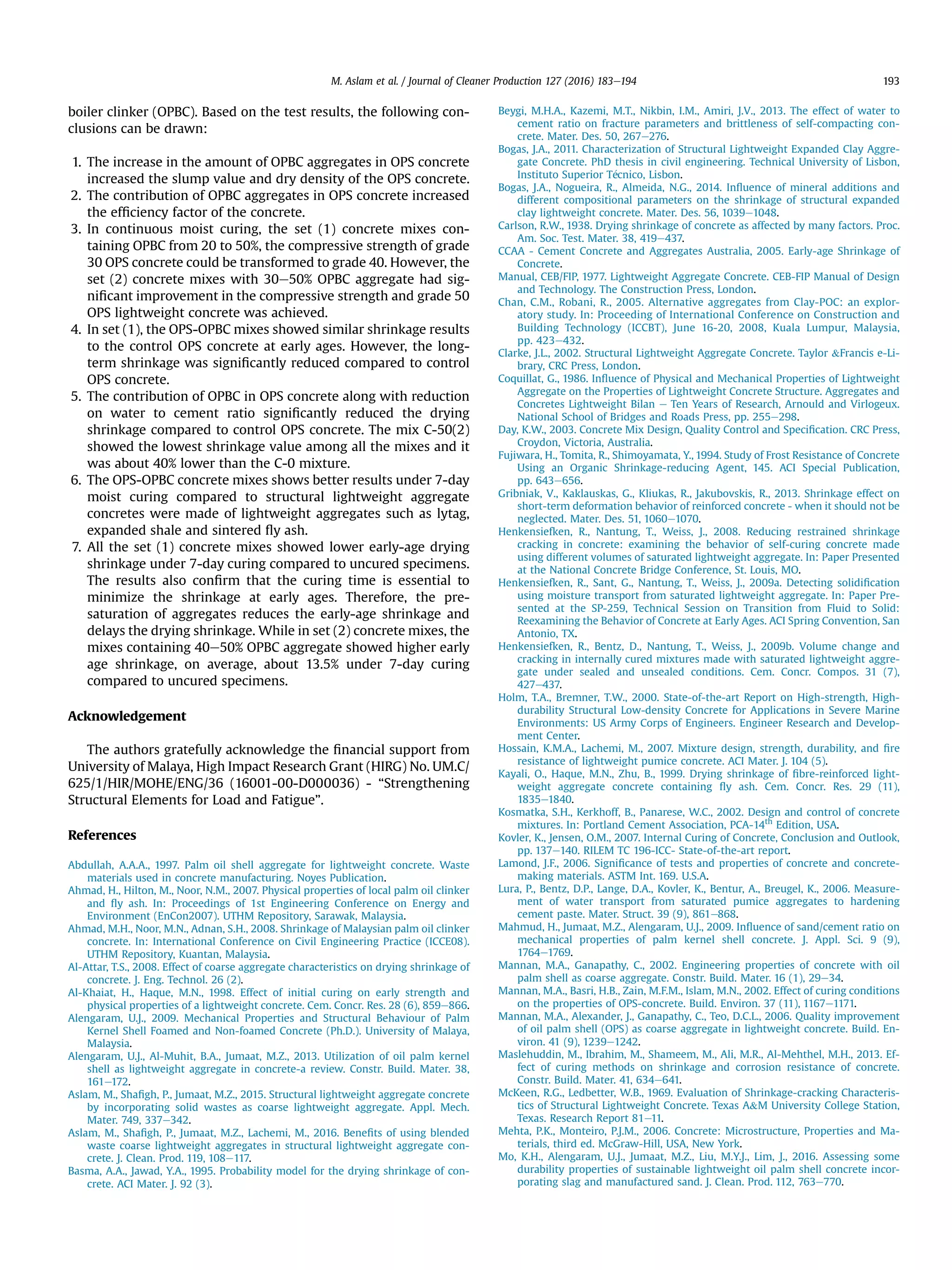 Drying Shrinkage Behaviour Of Structural Lightweight Aggregate Concrete Containing Blended Oil