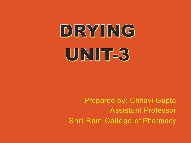 Drying unit 3 | PPTX