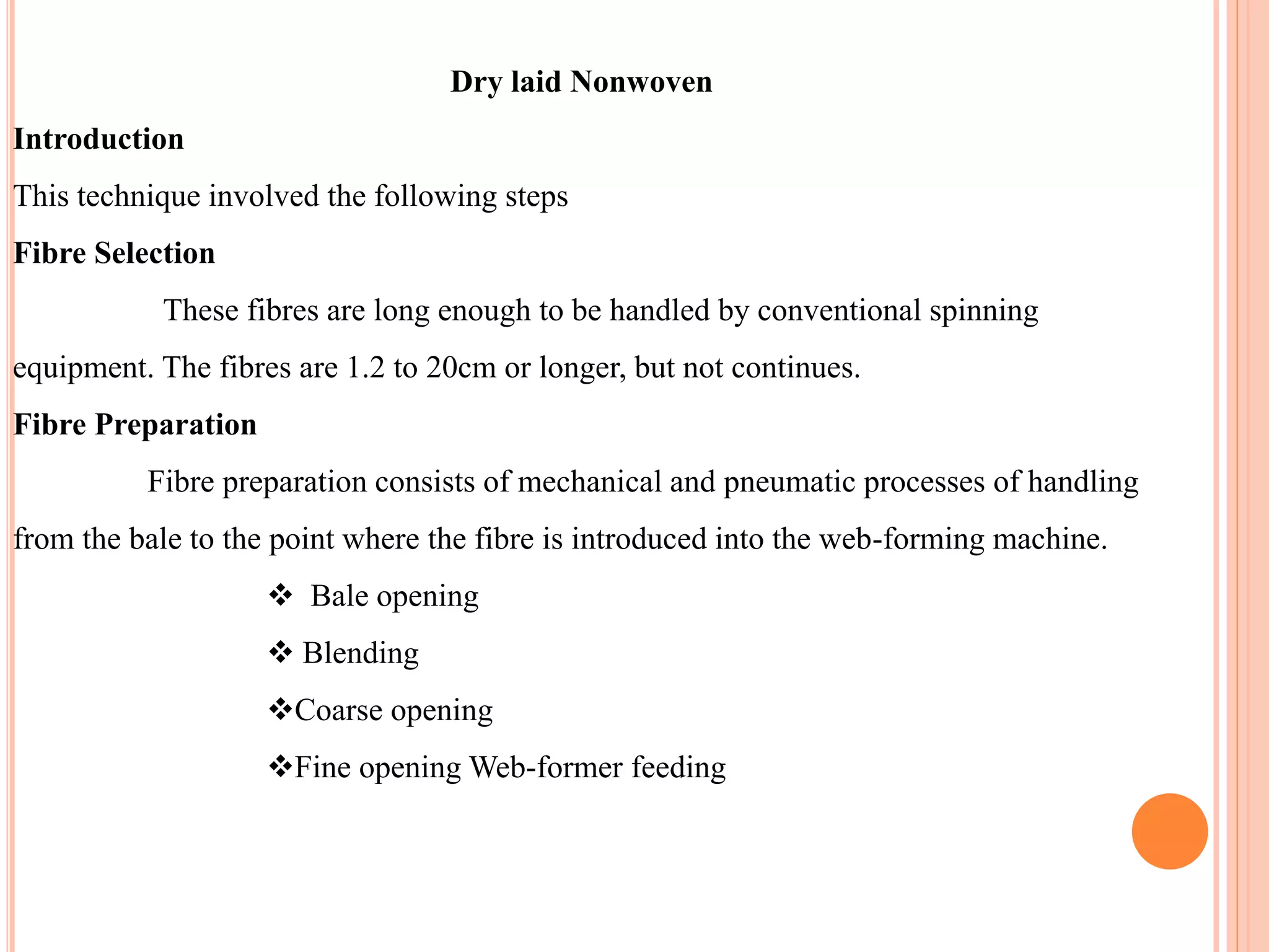 Dry laid nonwoven | PPT