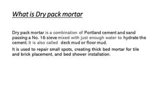 Dry pack mortar | PDF